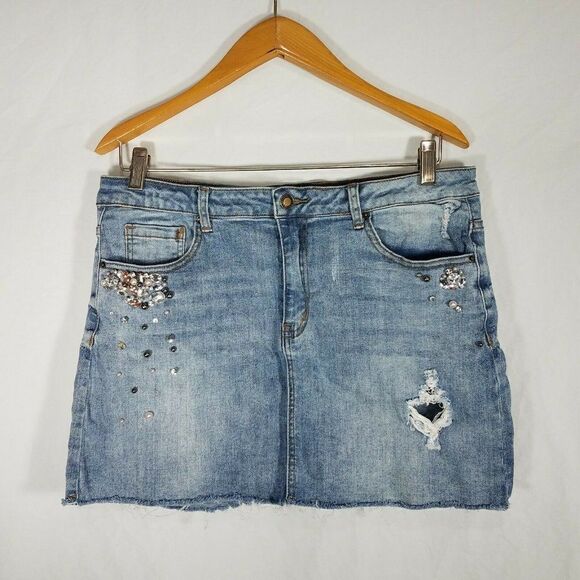 Angel Kiss | Skirts | Angel Kiss Destroyed Ripped Micro Mini Denim ...